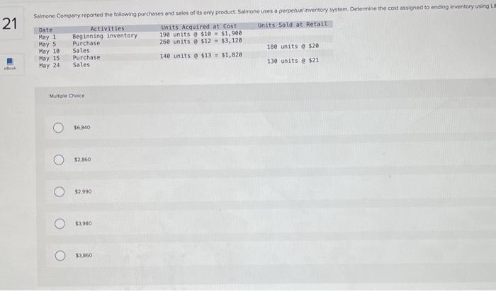 Solved Multiple Croice $6.840 $2,860 32.990 $3.940 $3.860 | Chegg.com