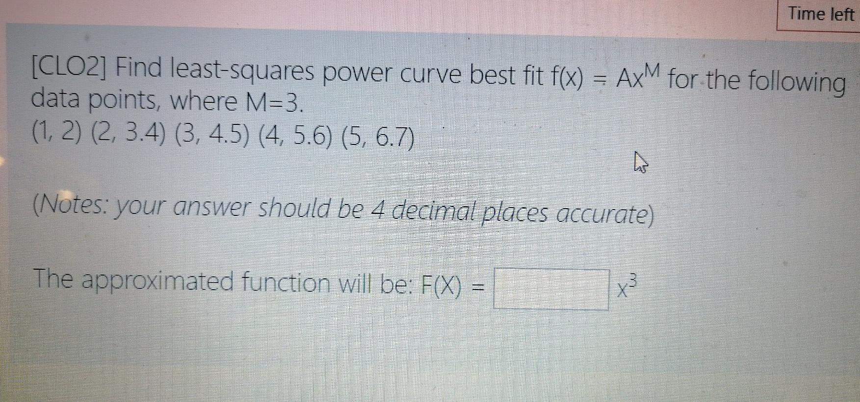Solved Time left [CLO2] Find least-squares power curve best | Chegg.com