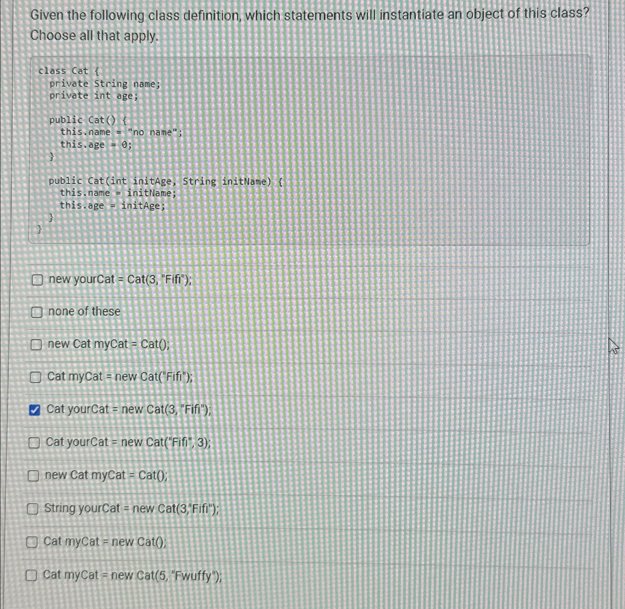 Solved Given the following class definition, which | Chegg.com
