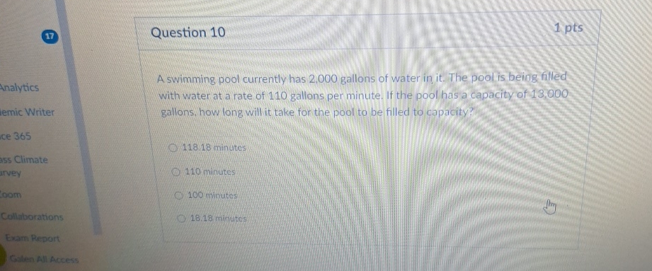 Solved Question 101ptsA swimming pool currently has 2,000 | Chegg.com