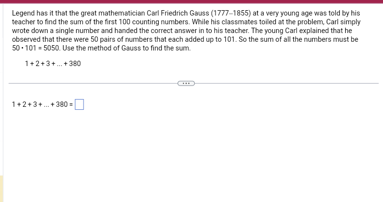 Solved Legend has it that the great mathematician Carl | Chegg.com