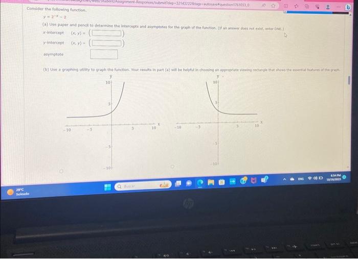 Solved consider the following function . y = 2 ^ (- x) - 2 | Chegg.com