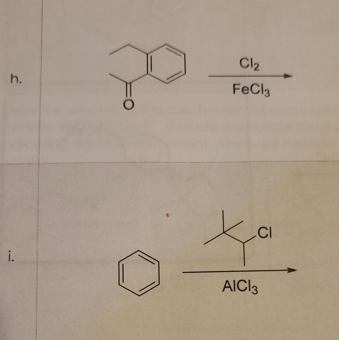 Solved Cl2 h. FeCl3 ko CI i. AICI: | Chegg.com