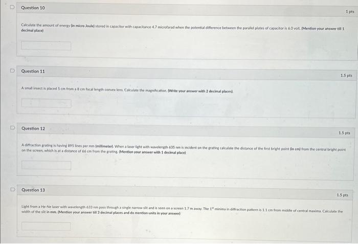 Solved decimal placel Question 11 Question 12 Question 13 | Chegg.com