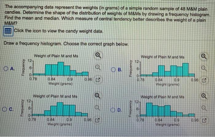 Solved The accompanying data represent the weights (in | Chegg.com