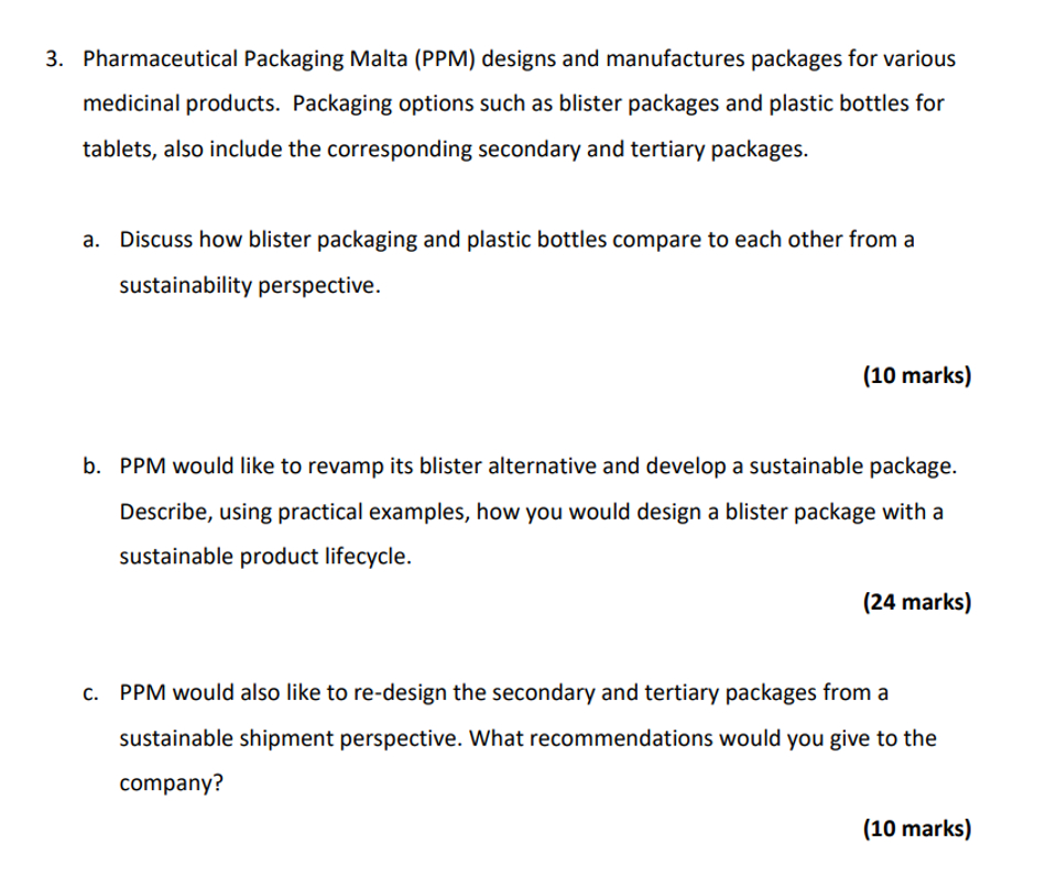 Solved Pharmaceutical Packaging Malta (PPM) ﻿designs and | Chegg.com
