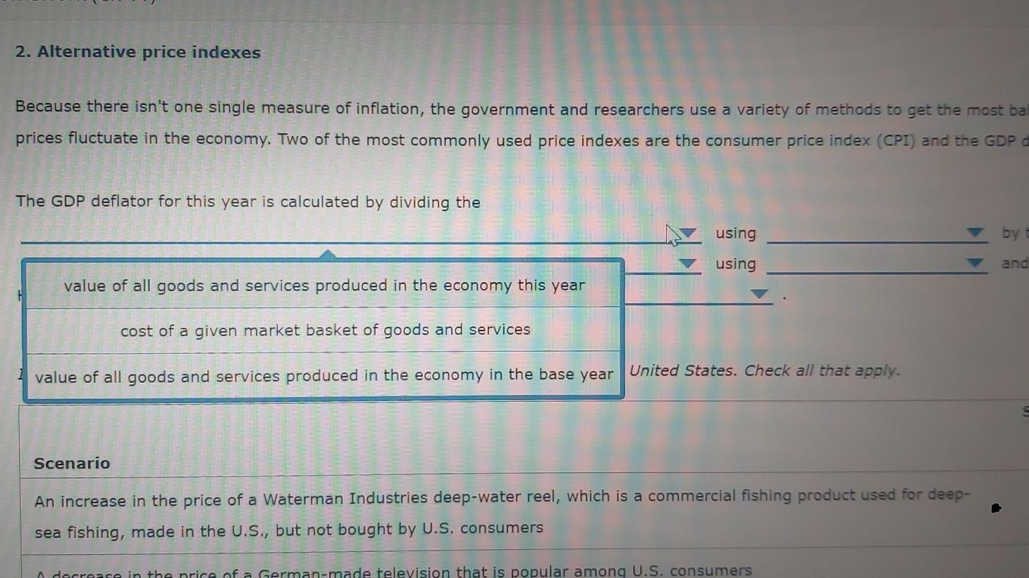 Solved 2. Alternative price indexes Because there isn't one | Chegg.com