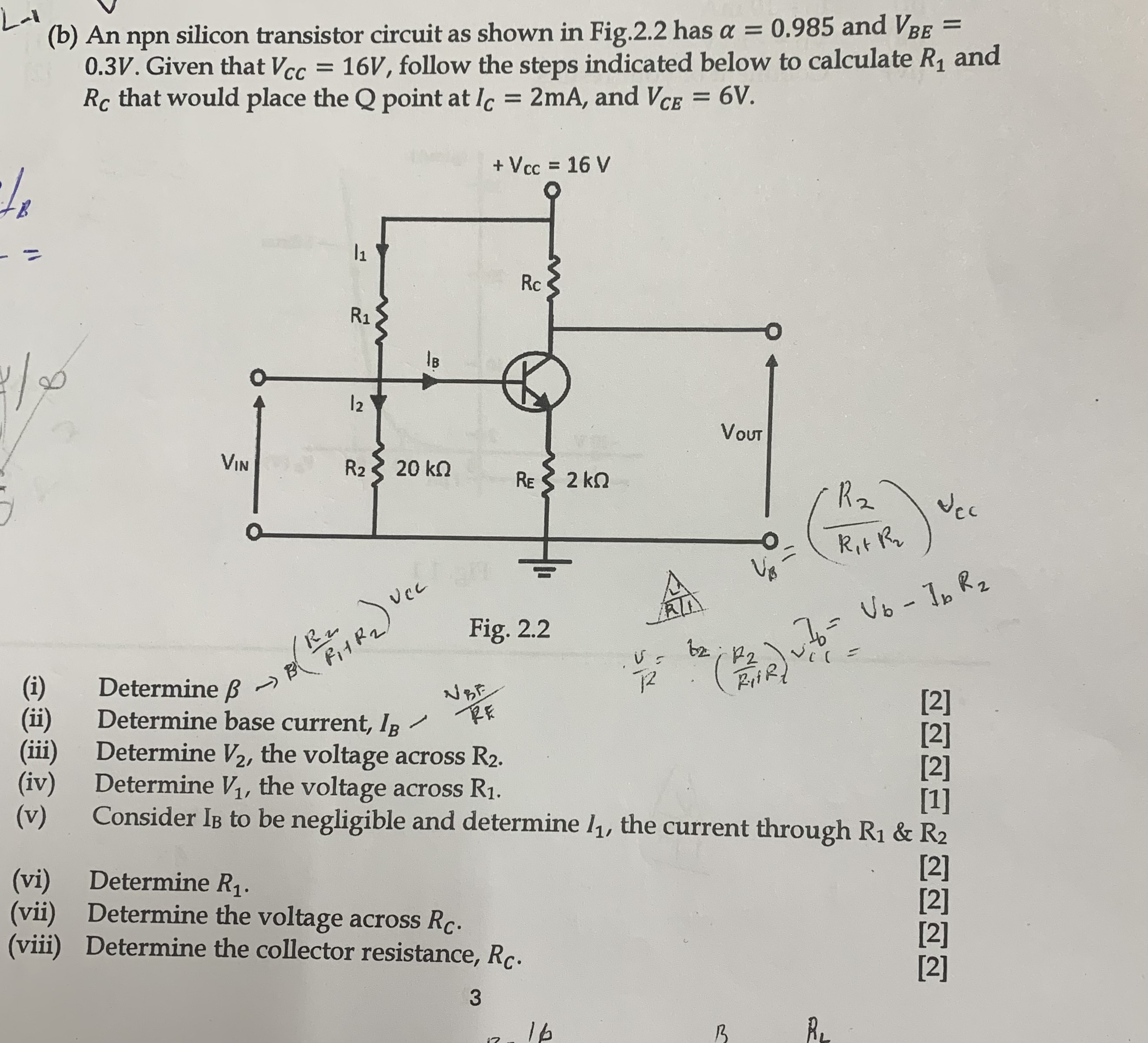 Solved (b) ﻿An npn silicon transistor circuit as shown in | Chegg.com