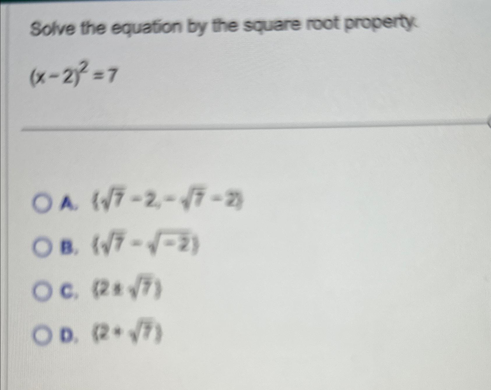 Solved Solve the equation by the square root | Chegg.com