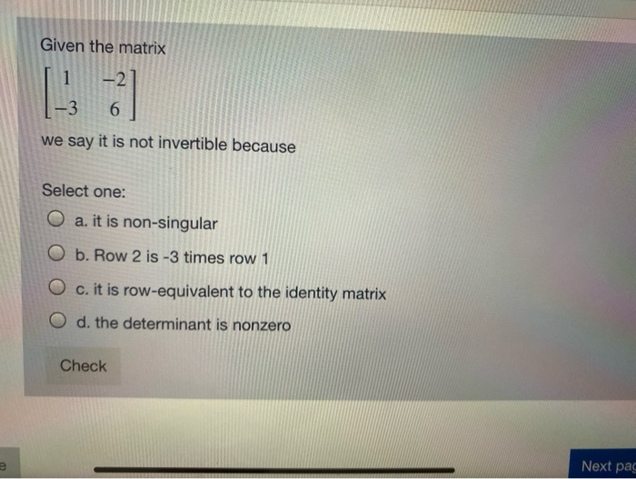 Solved A matrix is singular if its determinant is zero. | Chegg.com