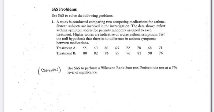 SAS Problems Use SAS to solve the following problems. | Chegg.com