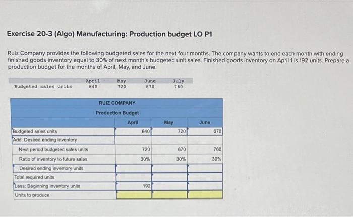 Solved Please fill out a) desired ending inventory units for | Chegg.com