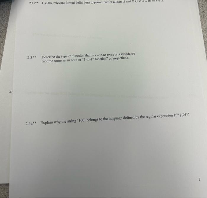 Solved 2.1a** Use the relevant formal definitions to prove | Chegg.com