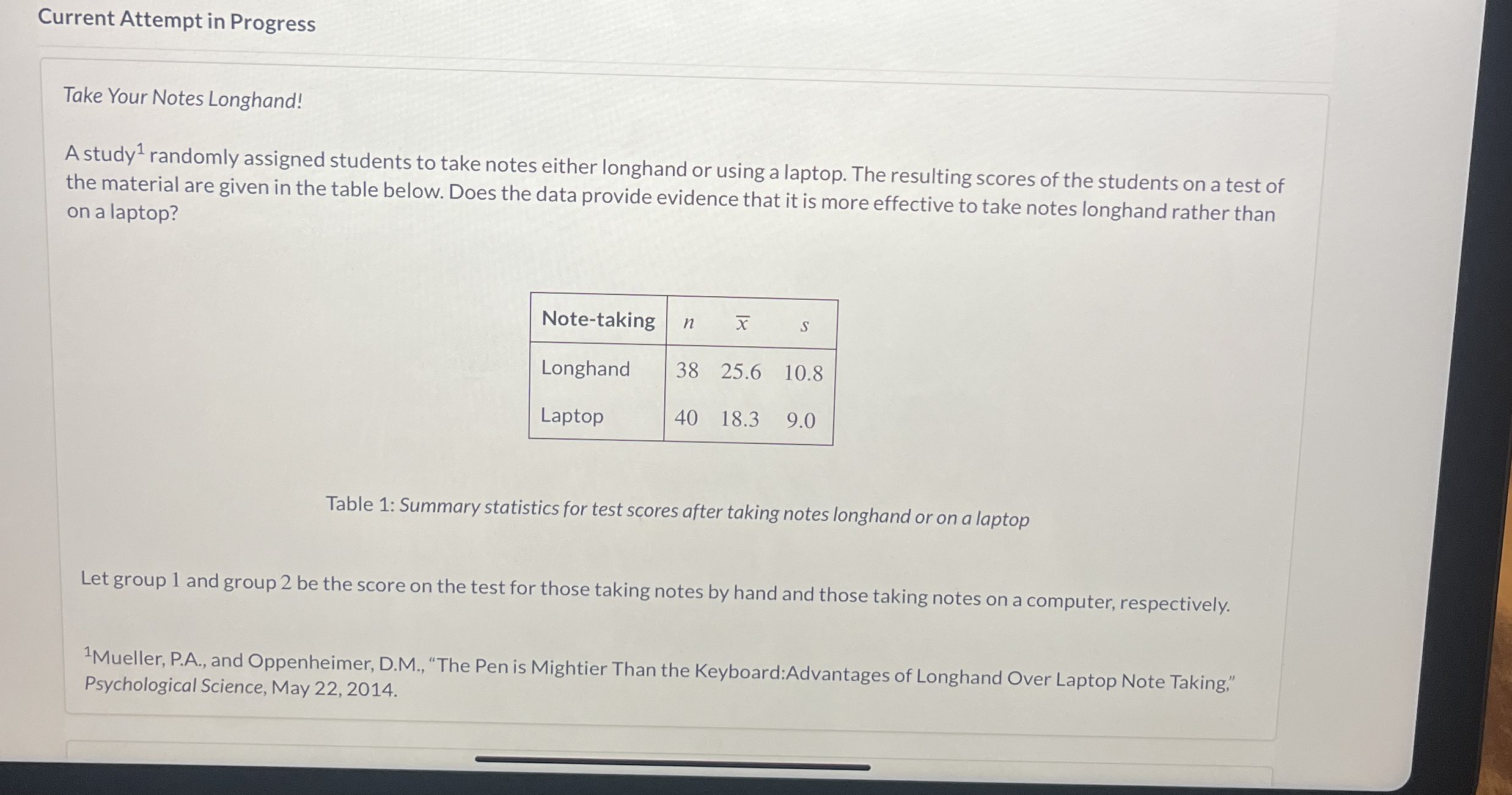 Solved Current Attempt in ProgressTake Your Notes Longhand!A | Chegg.com