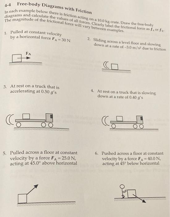 Solved 4-4 Free-body Diagrams with Friction In each example | Chegg.com