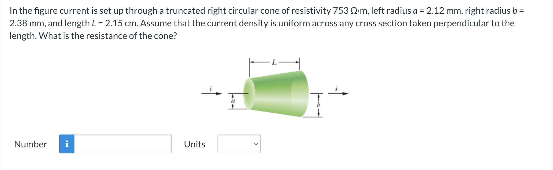 Solved In the figure current is set up through a truncated | Chegg.com