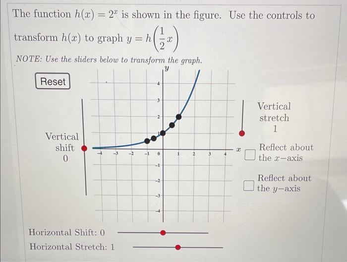 Solved The function h(x)=2x is shown in the figure. Use the | Chegg.com