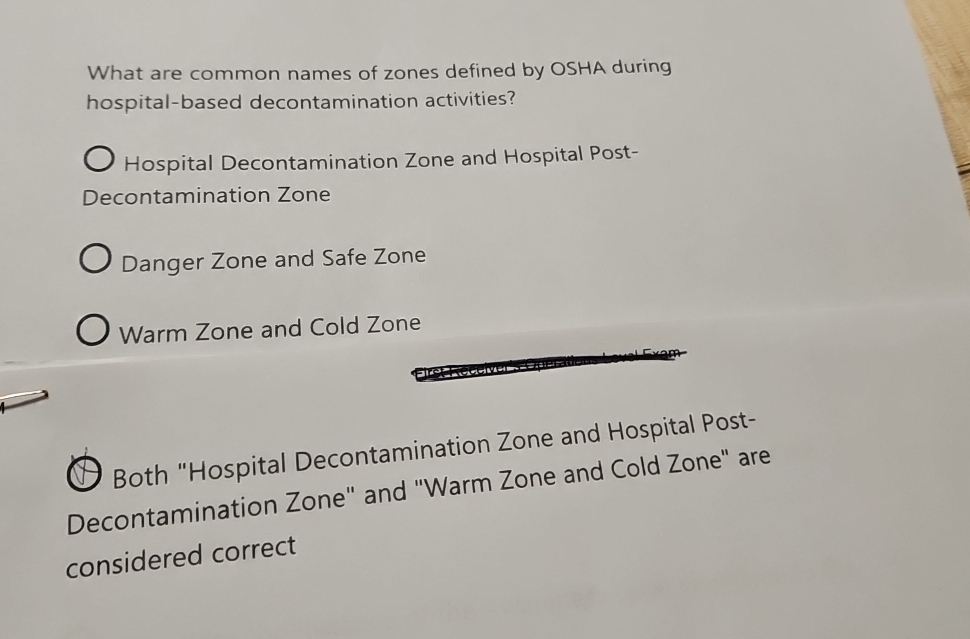 Solved What are common names of zones defined by OSHA during | Chegg.com