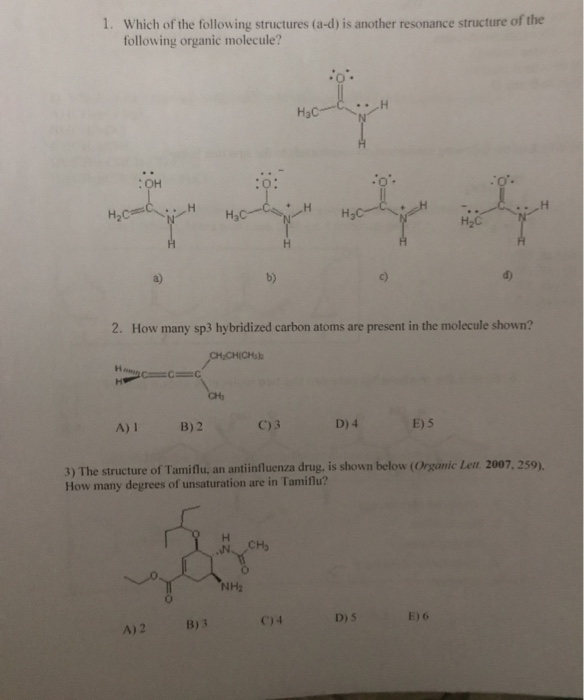Solved 1. Which of the following structures (a-d) is another | Chegg.com