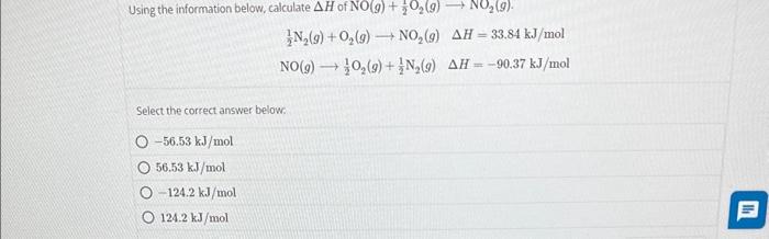 Solved Using the information below, calculate ΔH of | Chegg.com