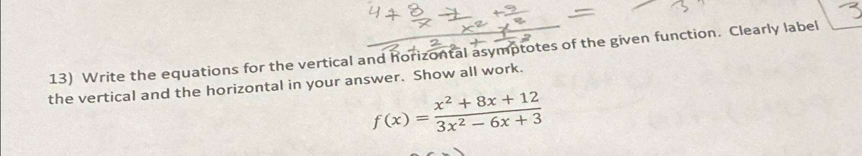 Solved Write the equations for the vertical and horizontal | Chegg.com