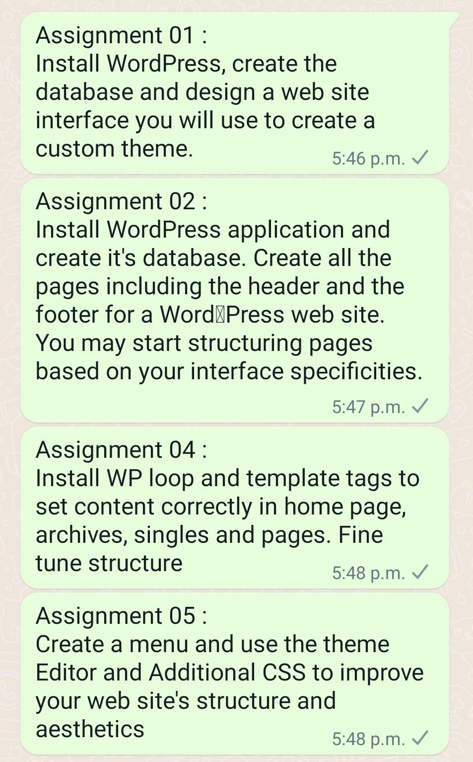 Assignment 01 : Install WordPress, create the | Chegg.com