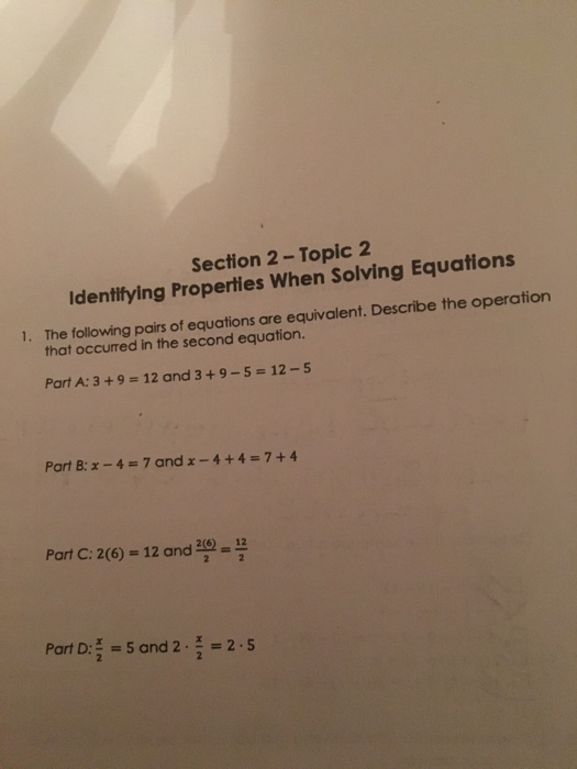 Solved Section 2 - Topic 2 Identifying Properties When | Chegg.com