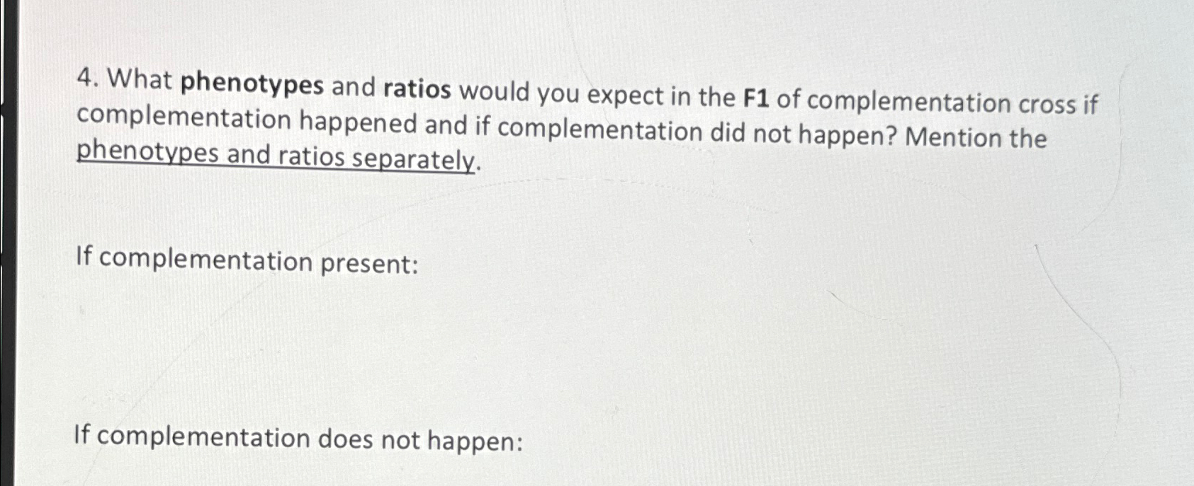 Solved What phenotypes and ratios would you expect in the F1 | Chegg.com