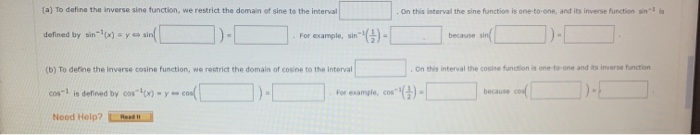 Solved (a) To define the inverse sine function, we restrict | Chegg.com
