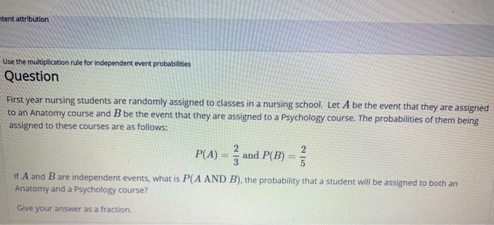 Solved tent attribution Use the multiplication rule for | Chegg.com