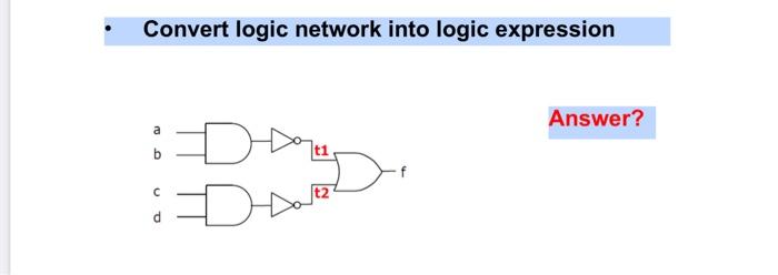 Solved Convert logic network into logic expression | Chegg.com