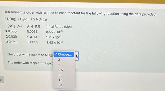 Solved Determine the order with respect to each reactant for | Chegg.com