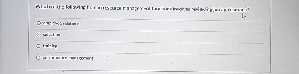 Solved Which of the following human resource management | Chegg.com