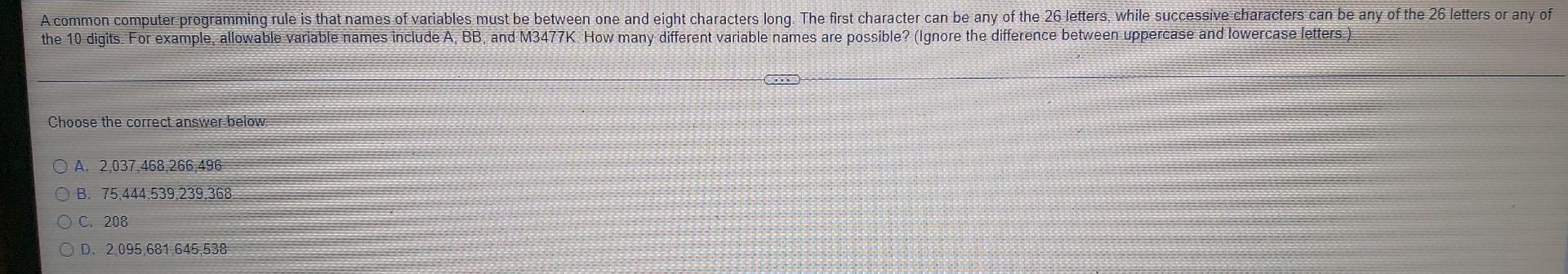 Solved A Common Computer Programming Rule Is That Names Of 