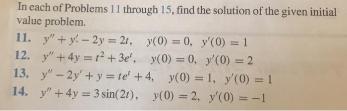 Solved In each of Problems 11 through 15, find the solution | Chegg.com