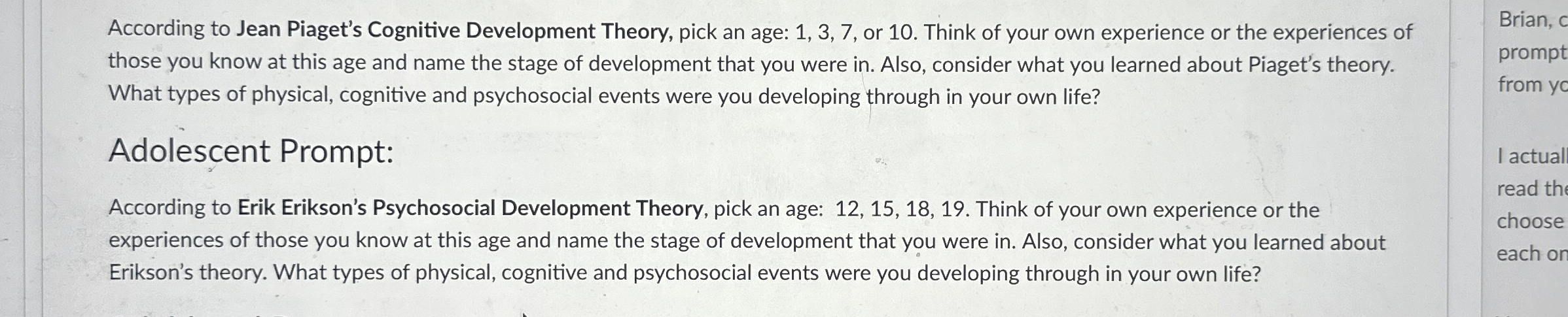 Solved According to Jean Piaget's Cognitive Development | Chegg.com