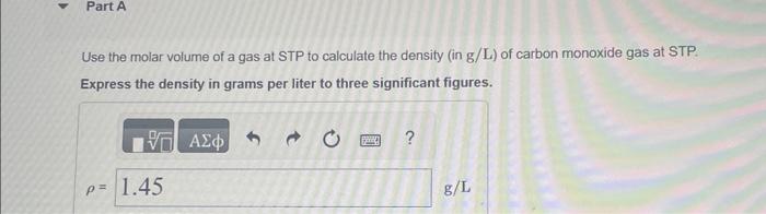 Solved Use the molar volume of a gas at STP to calculate the | Chegg.com