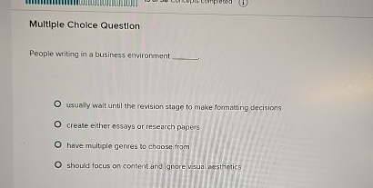 Solved Multiple Cholce QuestionPeople writing in a business | Chegg.com