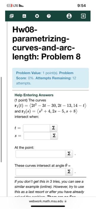 Solved Hw08- parametrizing- curves-and-arc- length: Problem | Chegg.com
