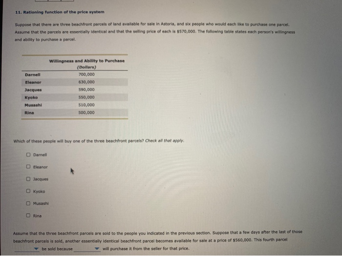 Solved 11. Rationing function of the price system Suppose | Chegg.com