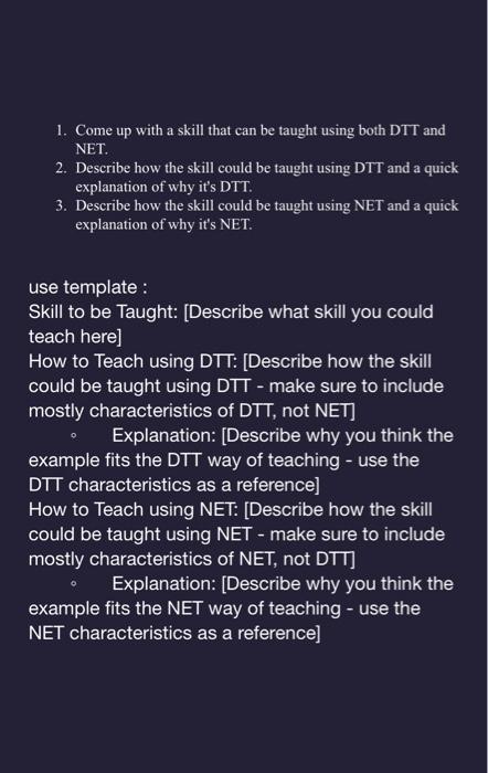 Solved Come up with a skill that can be taught using both | Chegg.com