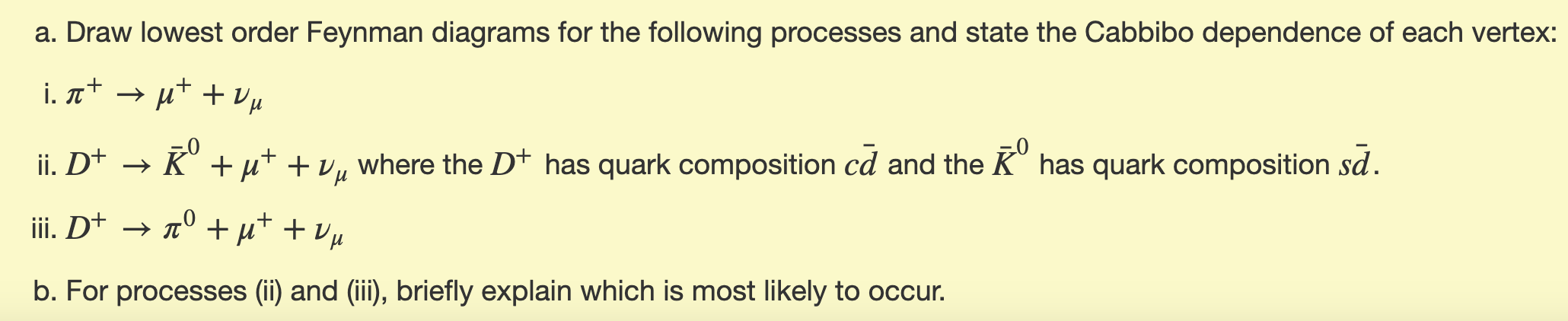 Solved a. ﻿Draw lowest order Feynman diagrams for the | Chegg.com