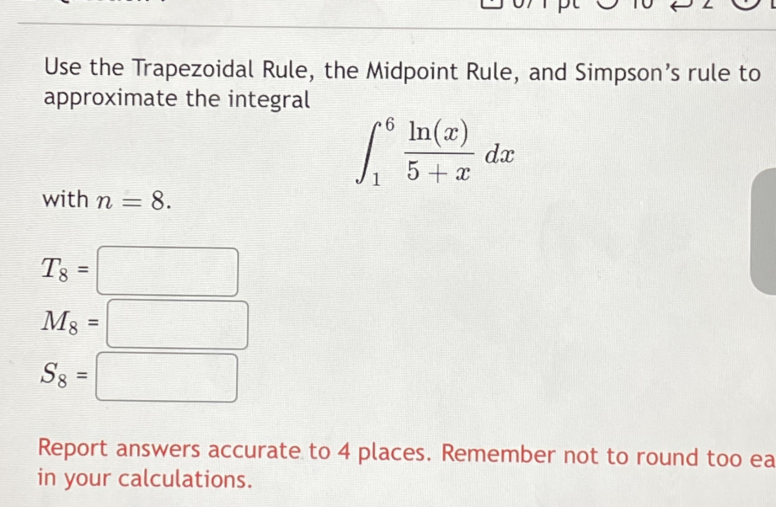 Solved Use the Trapezoidal Rule, the Midpoint Rule, and | Chegg.com