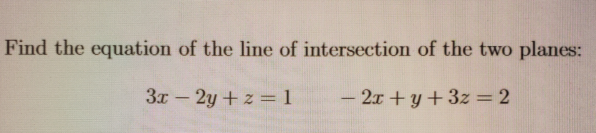 Solved Find the equation of the line of intersection of the | Chegg.com