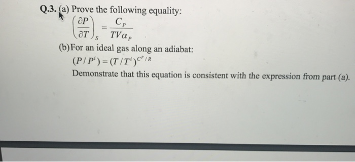 Solved Q.3. a) Prove the following equality: (OP - Cp | Chegg.com