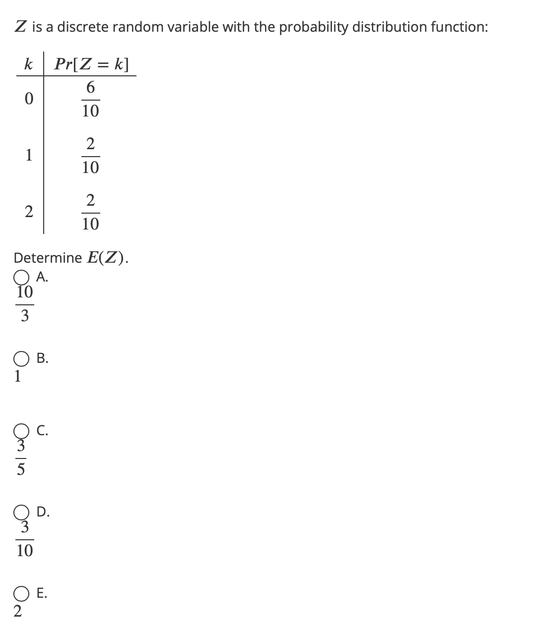 Solved Z ﻿is a discrete random variable with the probability | Chegg.com
