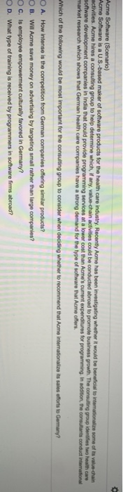 Solved Acme Software (Scenario) Acme Software is a | Chegg.com