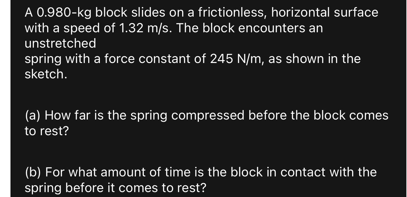Solved A 0.980-kg block slides on a frictionless, horizontal | Chegg.com