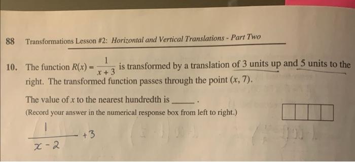 Solved 88 Transformations Lesson #2: Horizontal and Vertical | Chegg.com