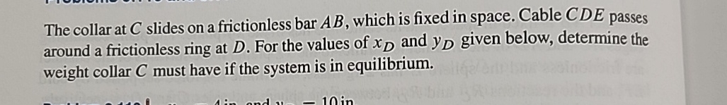 The collar at C ﻿slides on a frictionless bar AB, | Chegg.com